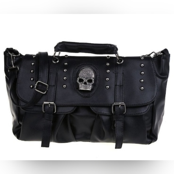 Bags | Goth Skull Studded Handbag Satchel Bag Faux Leather | Poshmark